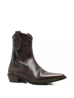 ZOLFO Pointed-toe Leather Cowboy Boots - Brown