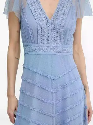 Luisa Spagnoli Prontezza Lace-trimmed Tiered Midi Dress