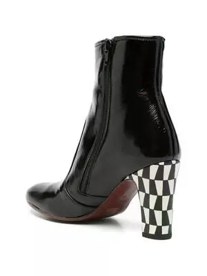 Chie Mihara Manel Checkered-heel Ankle Boots