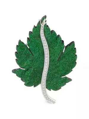 LB EXCLUSIVE Diamond And Garnet Leaf Brooch