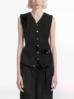 ALEKSANDR MANAMÏS Mended Poets Velvet-panel Waistcoat - Black