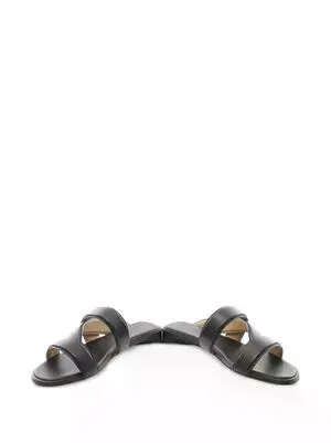 Bottega Veneta 2020s Crossover Leather Flat Sandals - Black