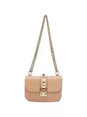Valentino Garavani Small Rockstud Glam Lock Shoulder Bag - Neutrals
