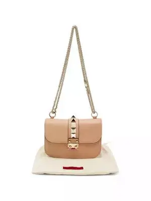 Valentino Garavani Small Rockstud Glam Lock Shoulder Bag - Neutrals
