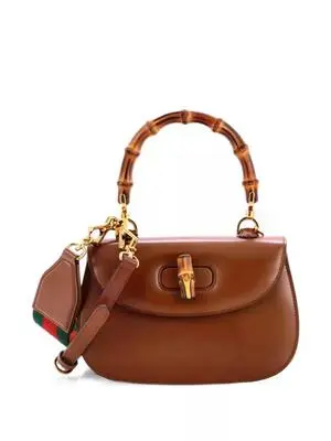 Gucci Bamboo 1947 Top Handle Bag Leather Small Satchel Brown