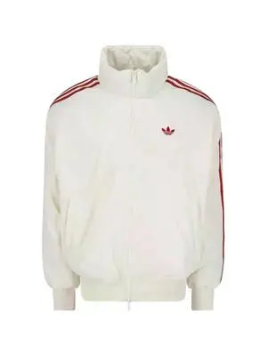 Adidas Logo-embroidered Stripe-detail Sweatshirt - Neutrals