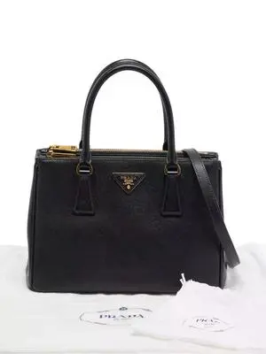 Prada Small Galleria Saffiano Lux Leather Tote Bag - Black