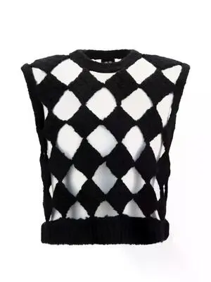Rick Owens Open-knit Diamond-pattern Vest - Black