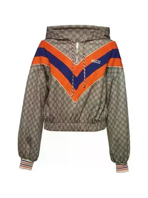 Gucci Monogram-print Quarter-zip Hoodie - Neutrals