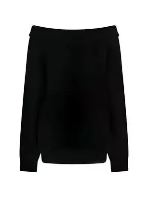 Valentino Garavani Off-shoulder Ribbed-knit Sweater - Black