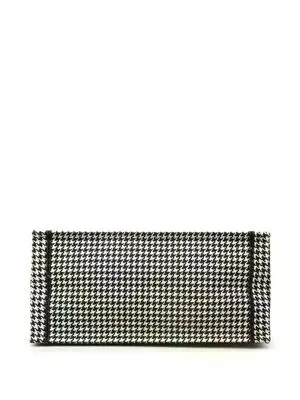 Dior 2019 Medium Canvas Houndstooth Embroidered Book Tote Bag - Black