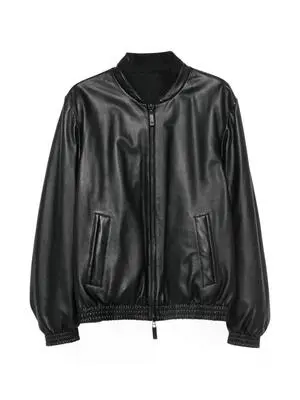 Emporio Armani Zip-up Leather Jacket - Black
