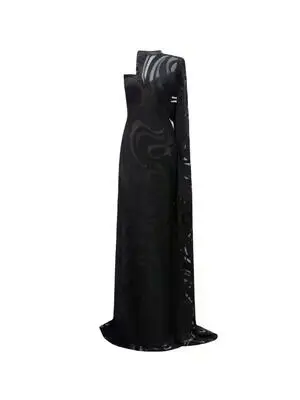 GEMY MAALOUF Asymmetrical Beaded-corset Dress - Black