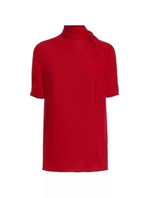 Valentino Garavani Bow-detail Silk-georgette Blouse - Red