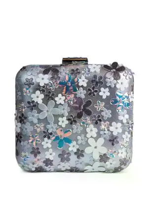 GEMY MAALOUF Flower-embellished Clutch Bag - Silver