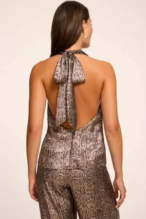 Ramy Brook Ophelia Printed Metallic Deep V-neck Top