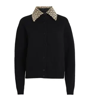 RÓHE Stretch-wool Cheetah-collar Cardigan