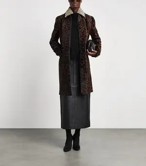 RÓHE Stretch-wool Cheetah-collar Cardigan