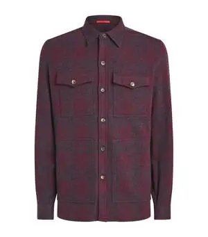 Isaia Wool Check Overshirt - Red