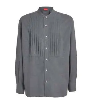 Isaia Cotton Plisse Sport Shirt - Grey