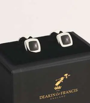 DEAKIN & FRANCIS Sterling And Onyx Square Cufflinks