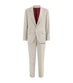 Brunello Cucinelli Cashmere-silk Stripe Two-piece Suit - Grey