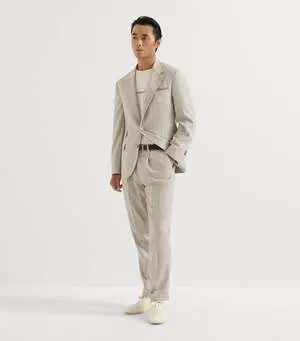 Brunello Cucinelli Cashmere-silk Stripe Two-piece Suit