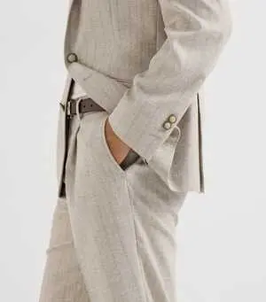 Brunello Cucinelli Cashmere-silk Stripe Two-piece Suit