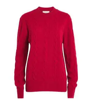 AMI Paris Wool Cable-knit Sweater - Red