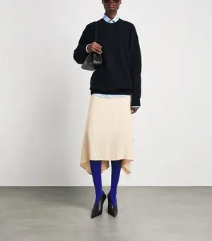 AMI Paris Cotton-linen Godet Midi Skirt