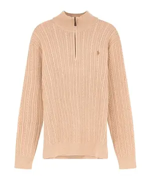 Polo Ralph Lauren Cable-knit Quarter-zip Jumper - Brown