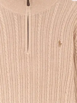 Polo Ralph Lauren Cable-knit Quarter-zip Jumper - Brown