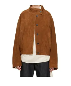 LE17SEPTEMBRE Suede Jacket With Funnel Neck - Camel