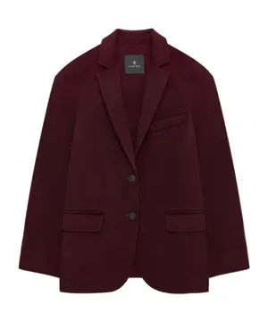 ANINE BING Quinn Blazer Burgundy Cashmere Blend - Brown