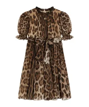Dolce & Gabbana Ruffled-detail Leopard-pattern Dress - Multi-colored