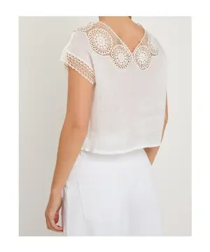 NILI LOTAN Cut-out Embroidered Top