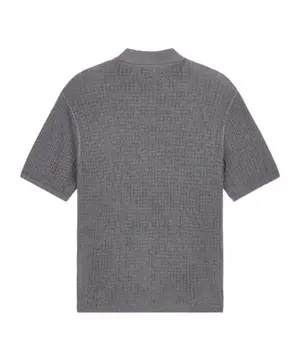 Emporio Armani Polo Collar Sweater In Wool And Lyocell Blend With Patterned Knit