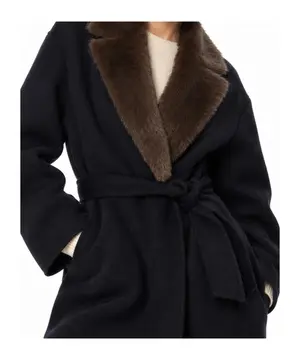 P.a.r.o.s.h Faux-fur Collar Belted Coat