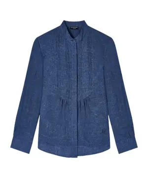 Emporio Armani Icon Linen Chambray Shirt With Plastron