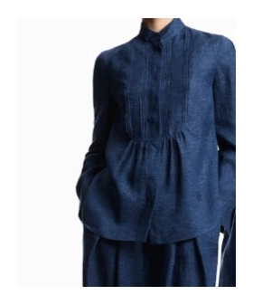 Emporio Armani Icon Linen Chambray Shirt With Plastron