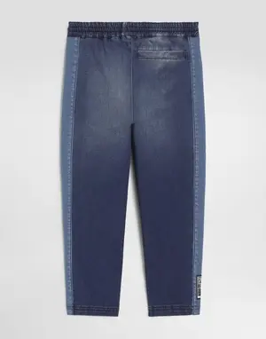 Dolce & Gabbana Denim Fleece Trousers With Embroidery