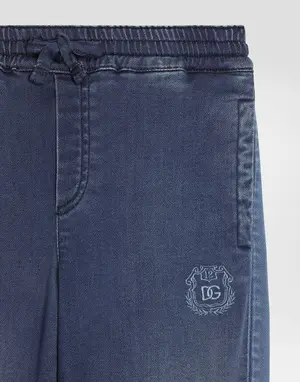 Dolce & Gabbana Denim Fleece Trousers With Embroidery