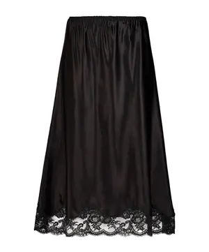 Rabanne Lace-trim Satin Midi Skirt - Black