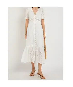 LoveShackFancy Cut-out Embroidered Dress