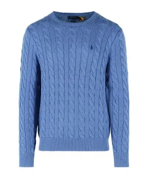 Polo Ralph Lauren Logo Embroidered Cable-knit Jumper - Blue