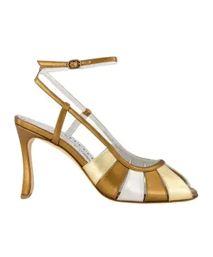 Manolo Blahnik Coludadhi Metallic Nappa Leather Ankle Strap Sandals - Gold