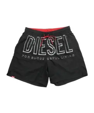 DIESEL® Logo Drawstring Swim Shorts - Black