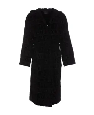 Versace Monogram Belted Bathrobe - Black