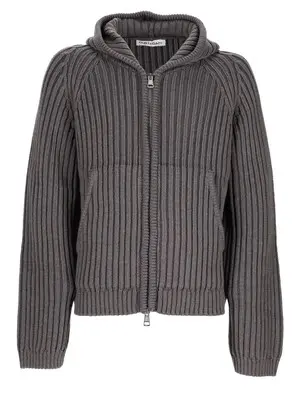 Our Legacy Maglia In Lana Merino Con Zip E Cappuccio - Grey