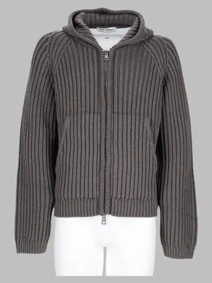 Our Legacy Maglia In Lana Merino Con Zip E Cappuccio - Grey